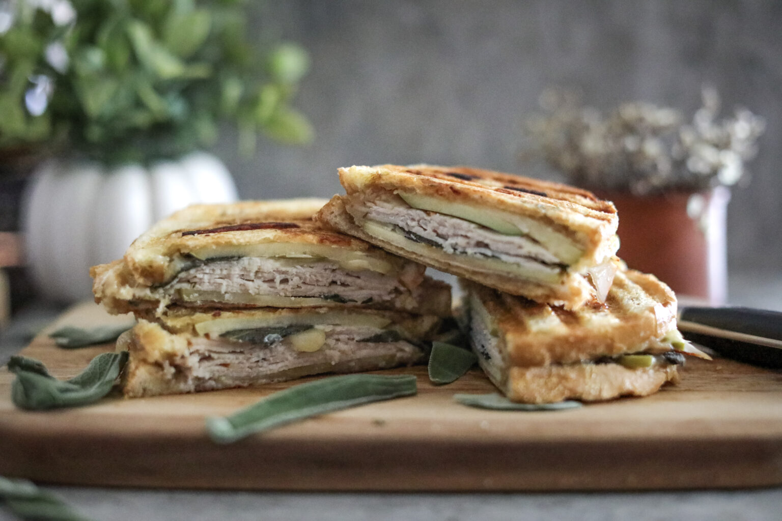 Turkey Panini Sandwich Recipe with Apple, Cheese & Sage - So Delicious ...
