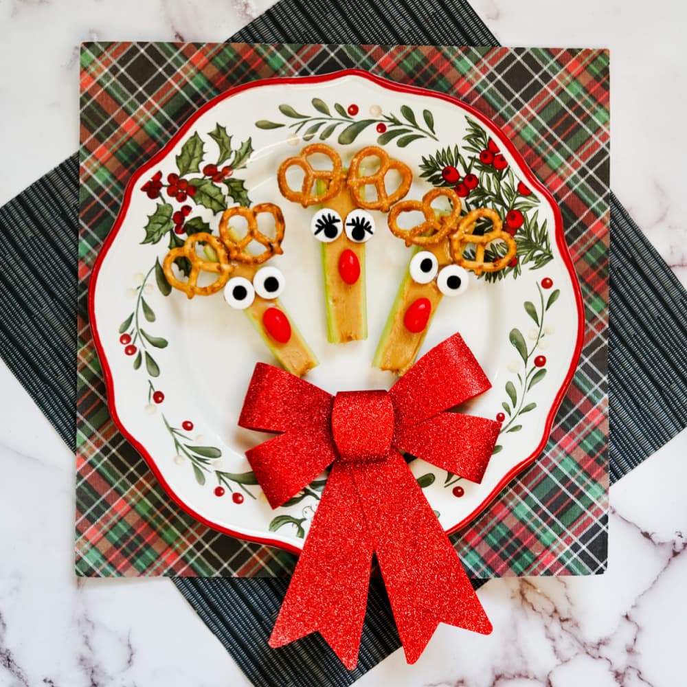 Rudolph Celery Snack - Healthy Kid Friendly Christmas Snack! - Thrifty ...